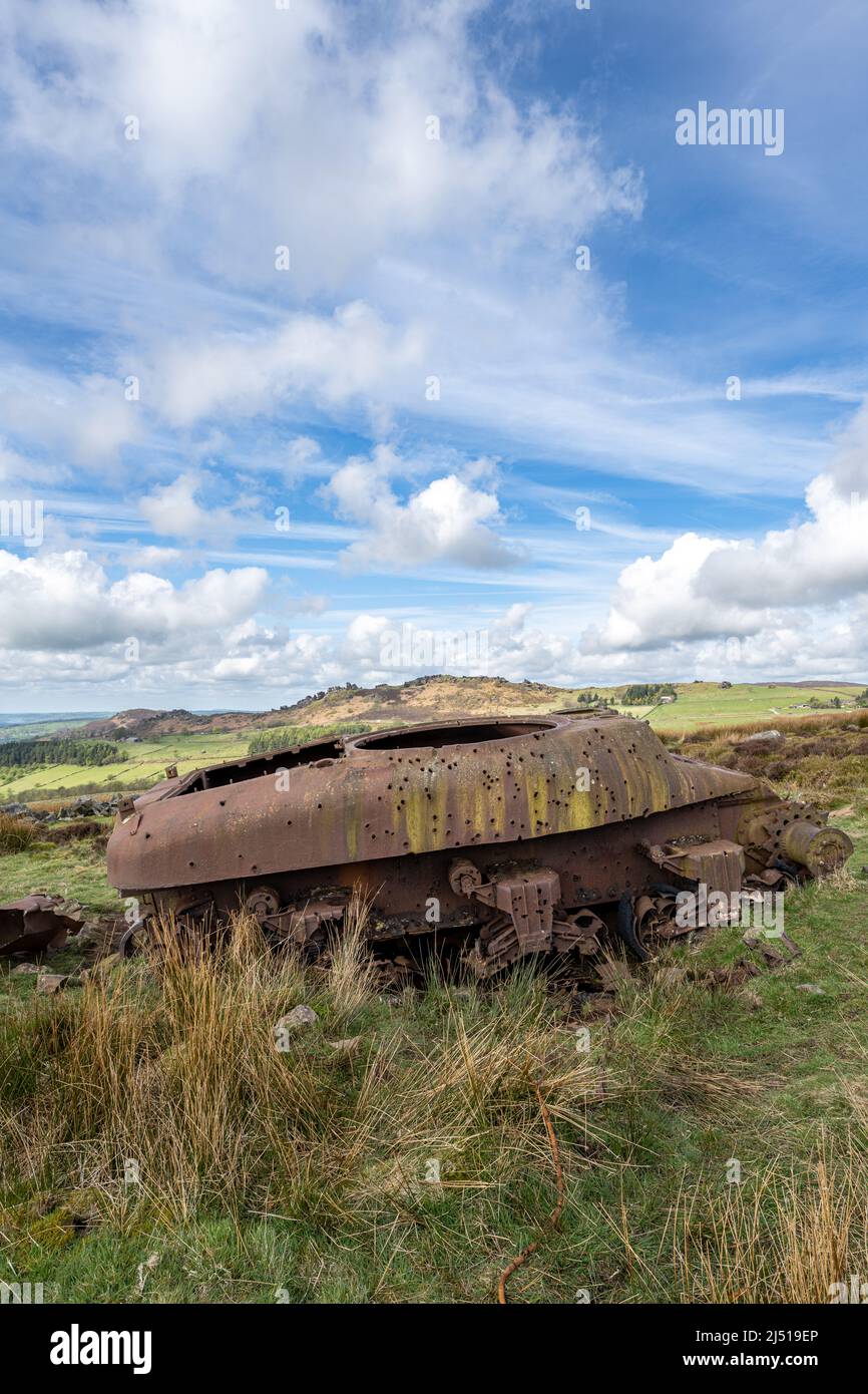 Abandoned Sherman tank in the Peak District National Park at The ...