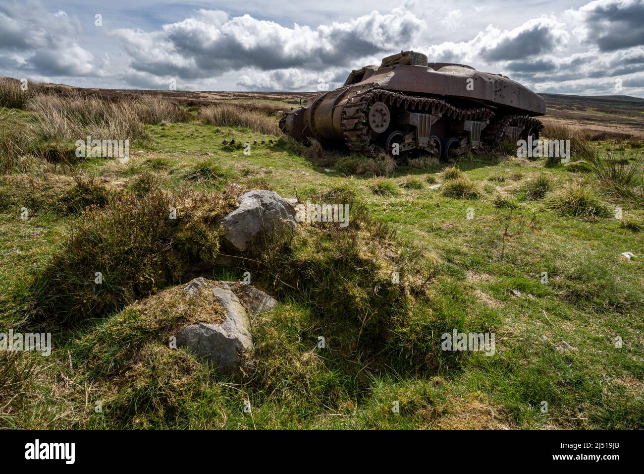 Abandoned Sherman tank in the Peak District National Park at The ...