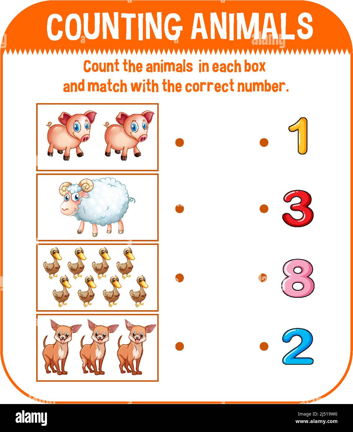 Worksheet design for counting animals illustration Stock Vector Image ...