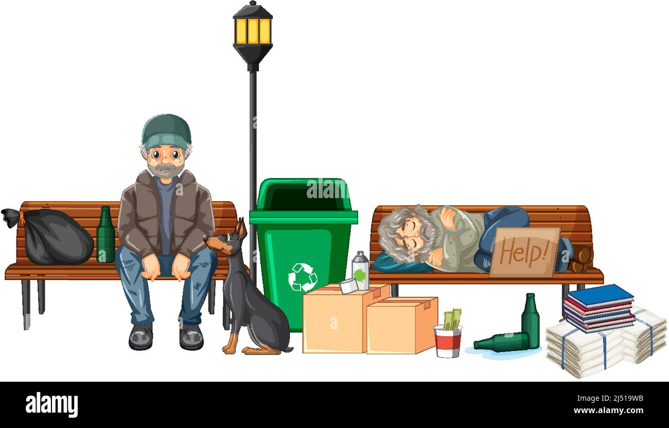 Homeless people in the city illustration Stock Vector Image & Art - Alamy