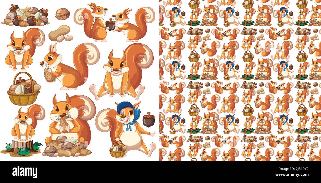 Cute animals cartoon seamless background illustration Stock Vector ...