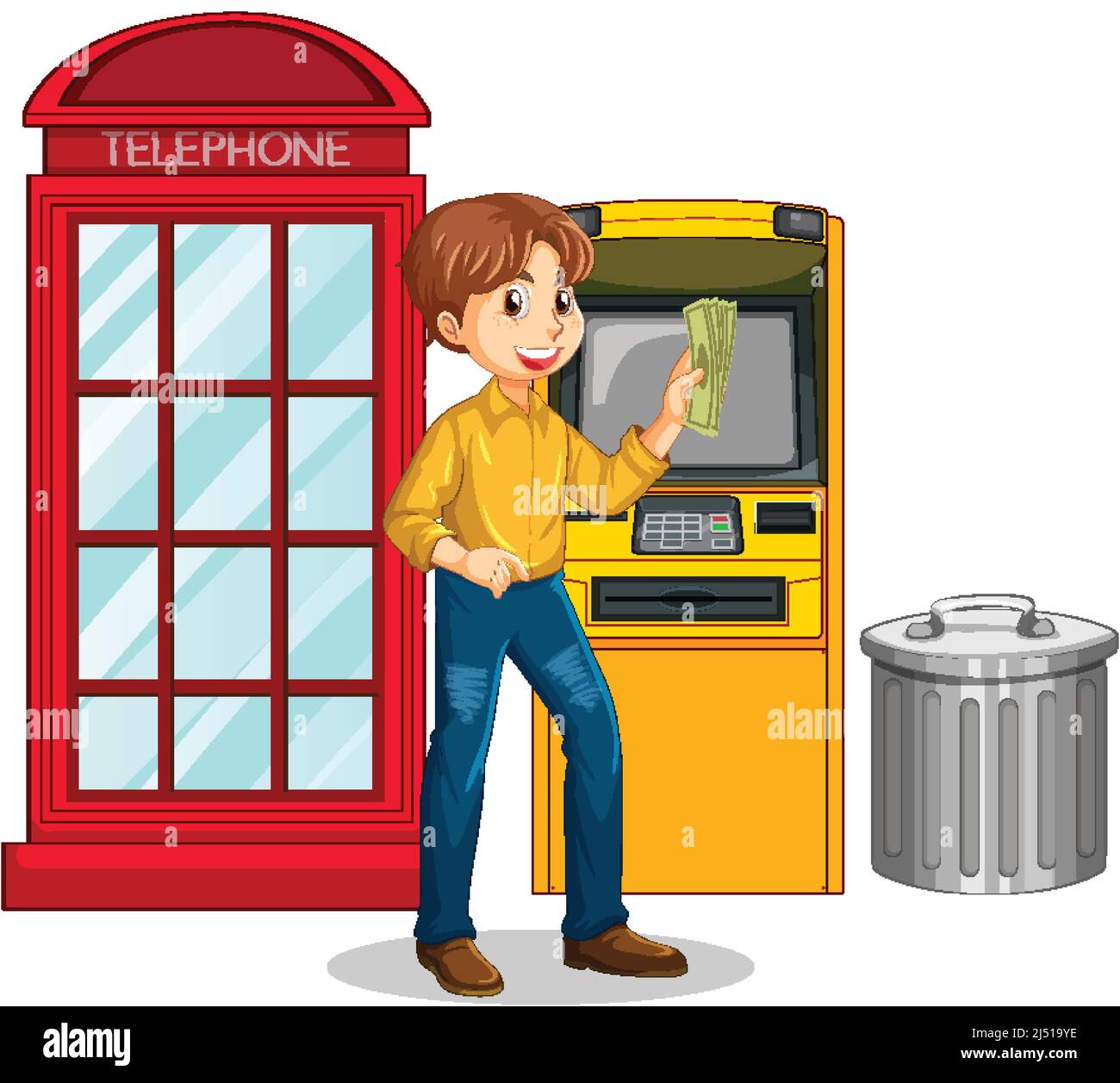 A man withdraw money from atm machine illustration Stock Vector Image ...