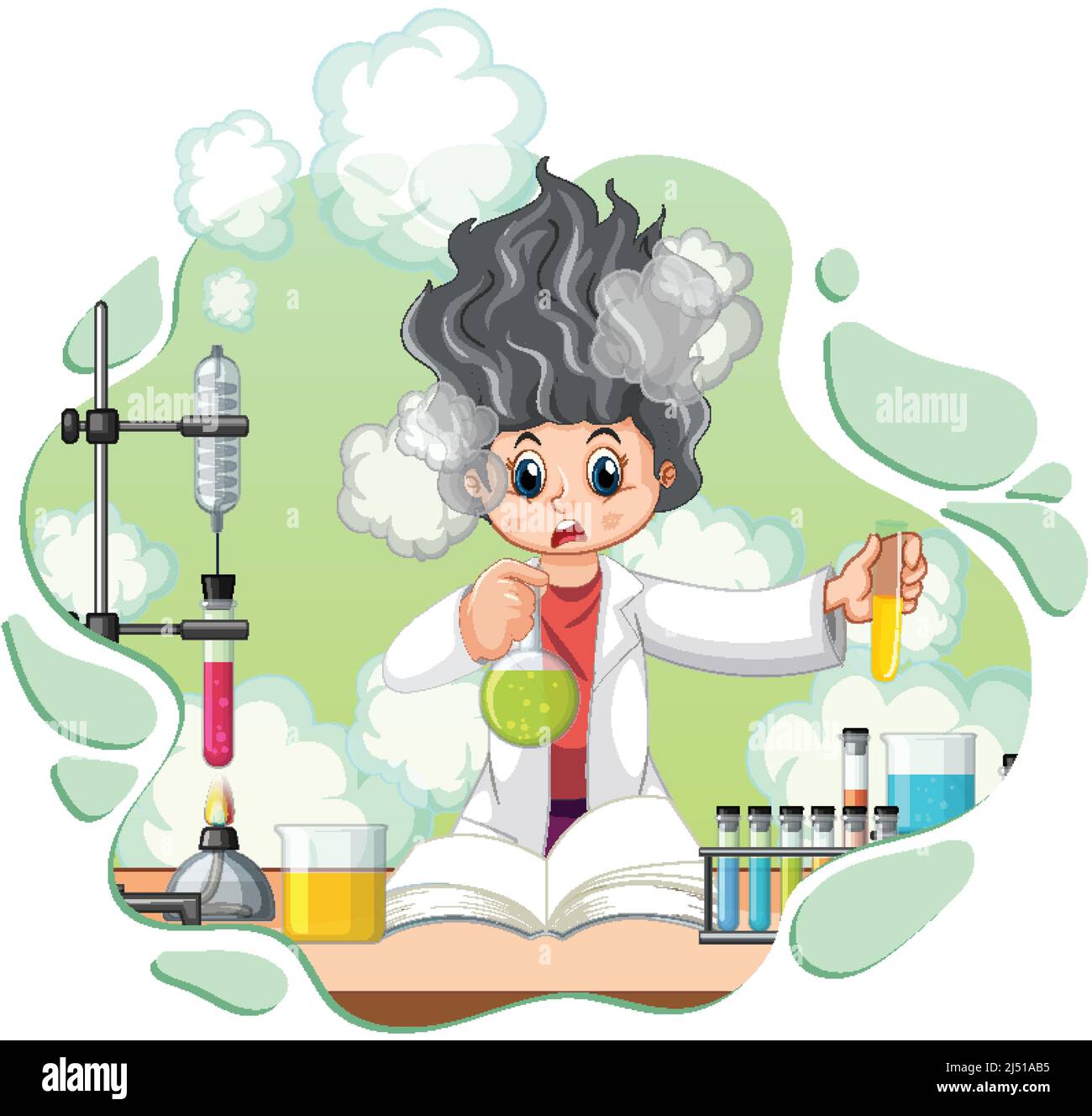 Funny scientist experiment in laboratory illustration Stock Vector ...