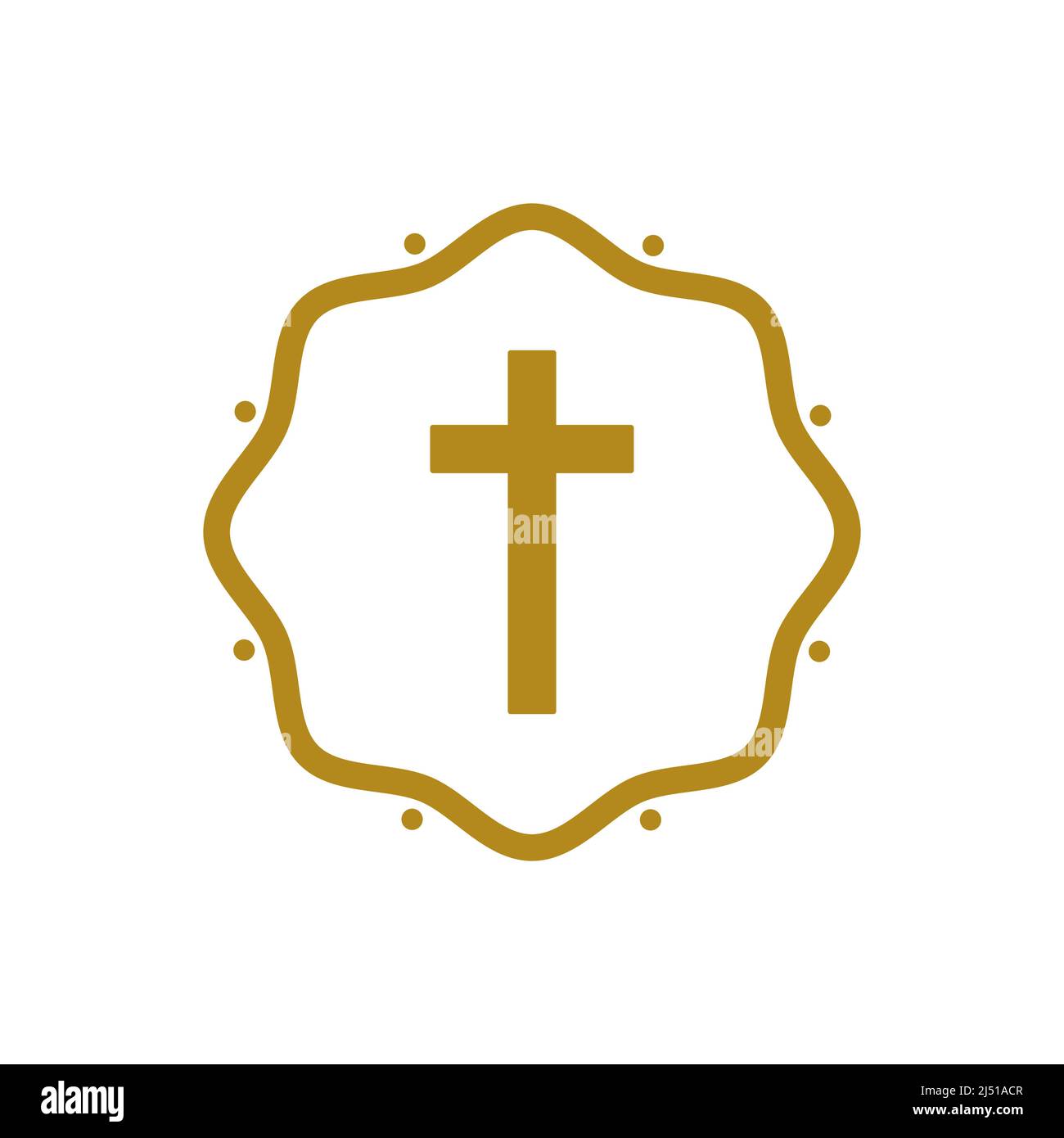 Christian cross golden icon. Holy Week. Vector illustration, flat ...