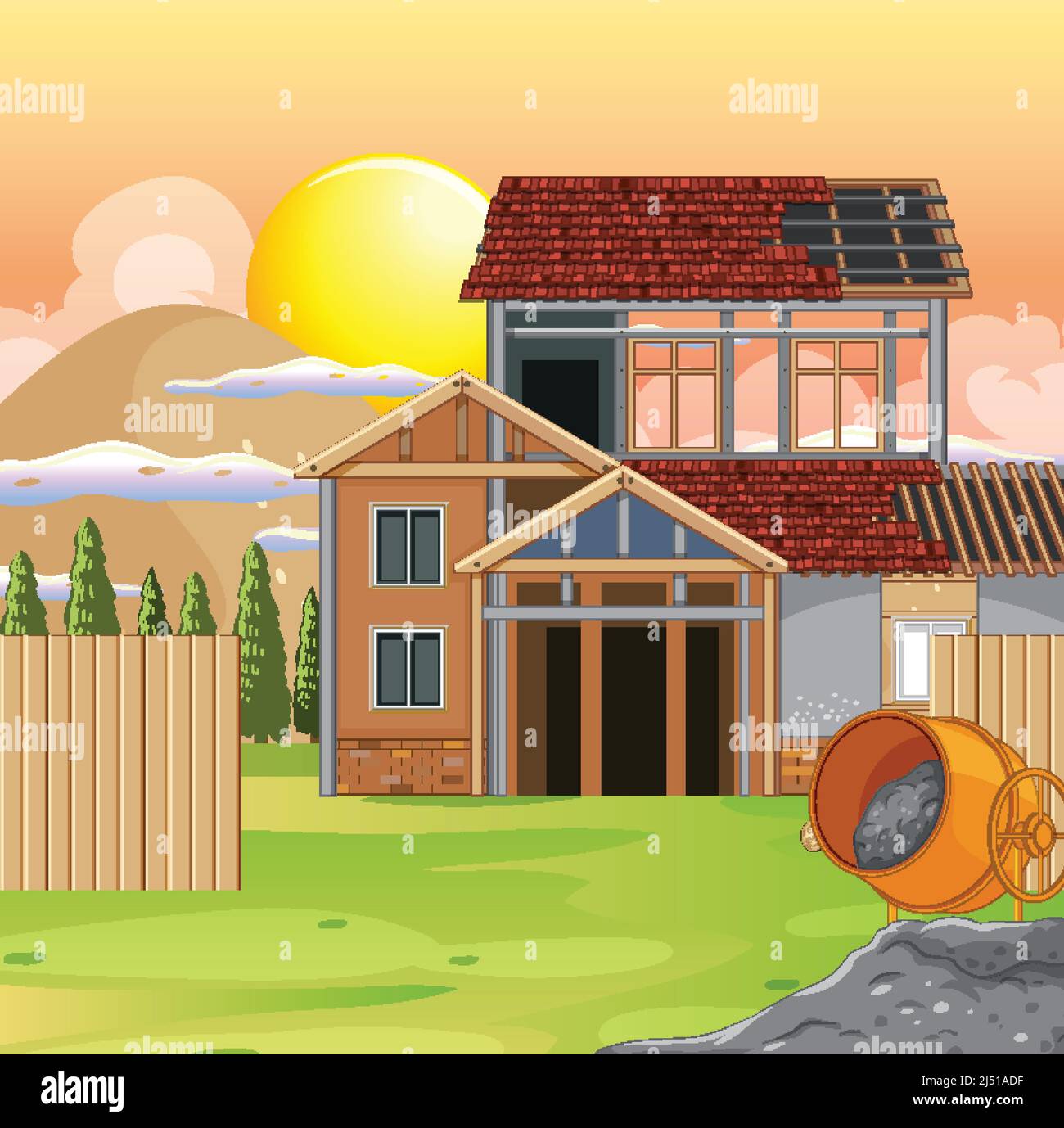 Building construction site scene illustration Stock Vector Image & Art ...