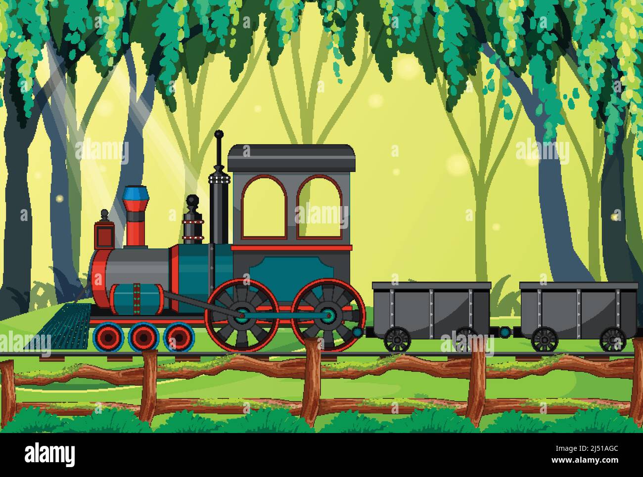 Train with natural scene illustration Stock Vector Image & Art - Alamy