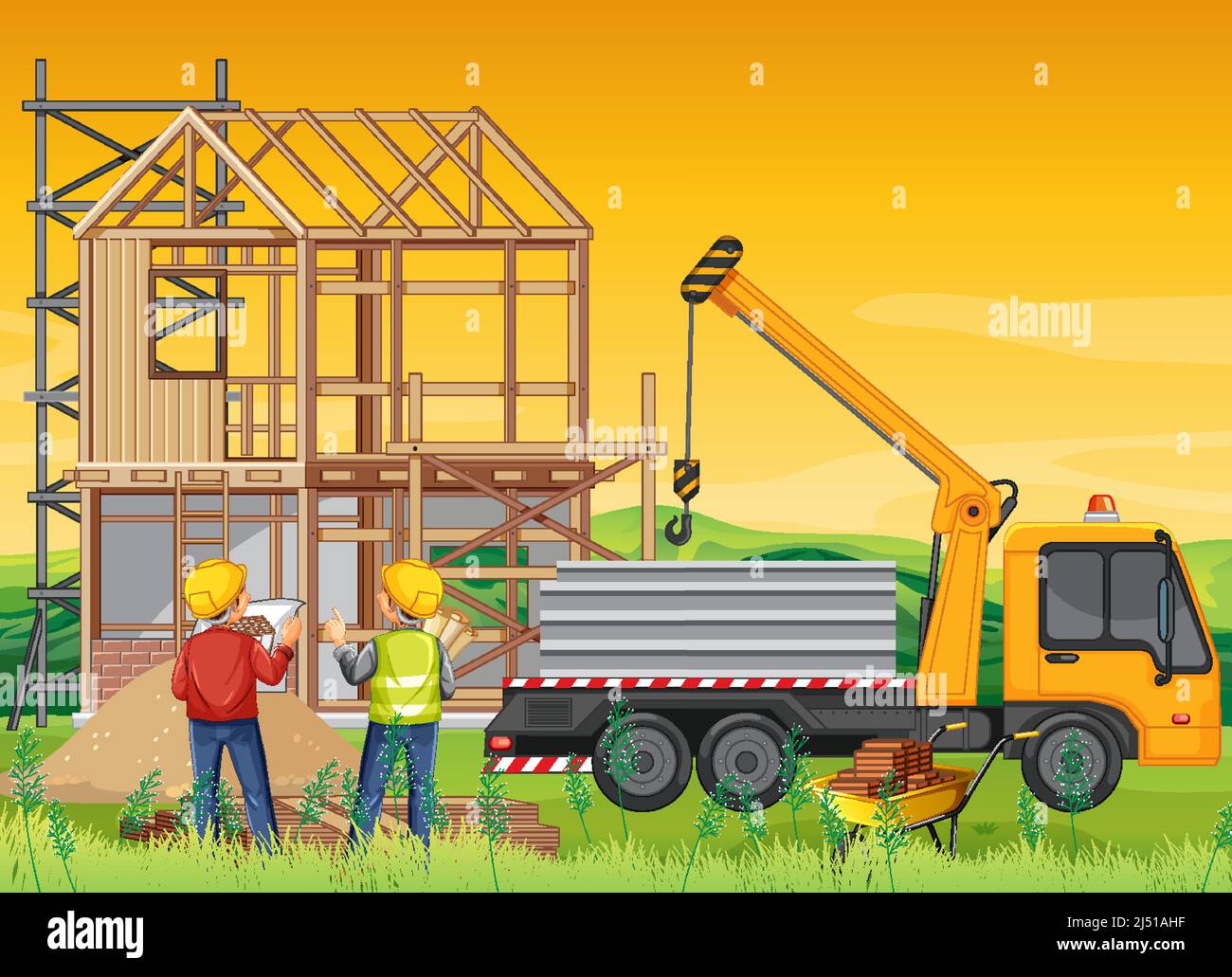 Building construction site background illustration Stock Vector Image ...