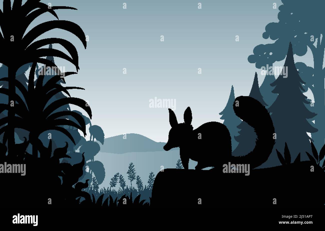 Dark forest trees animals Stock Vector Images - Alamy