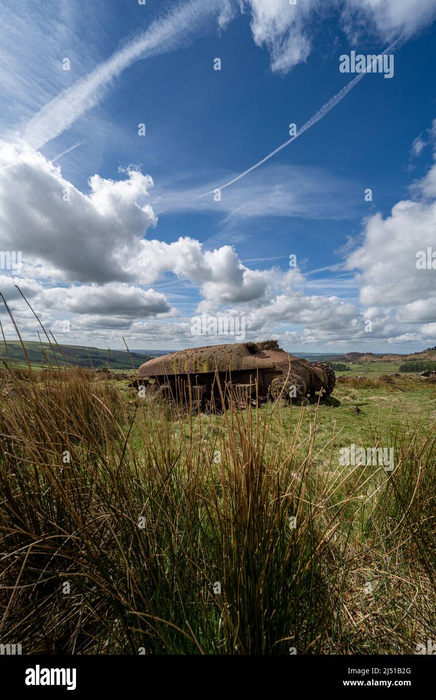 Abandoned Sherman tank in the Peak District National Park at The ...