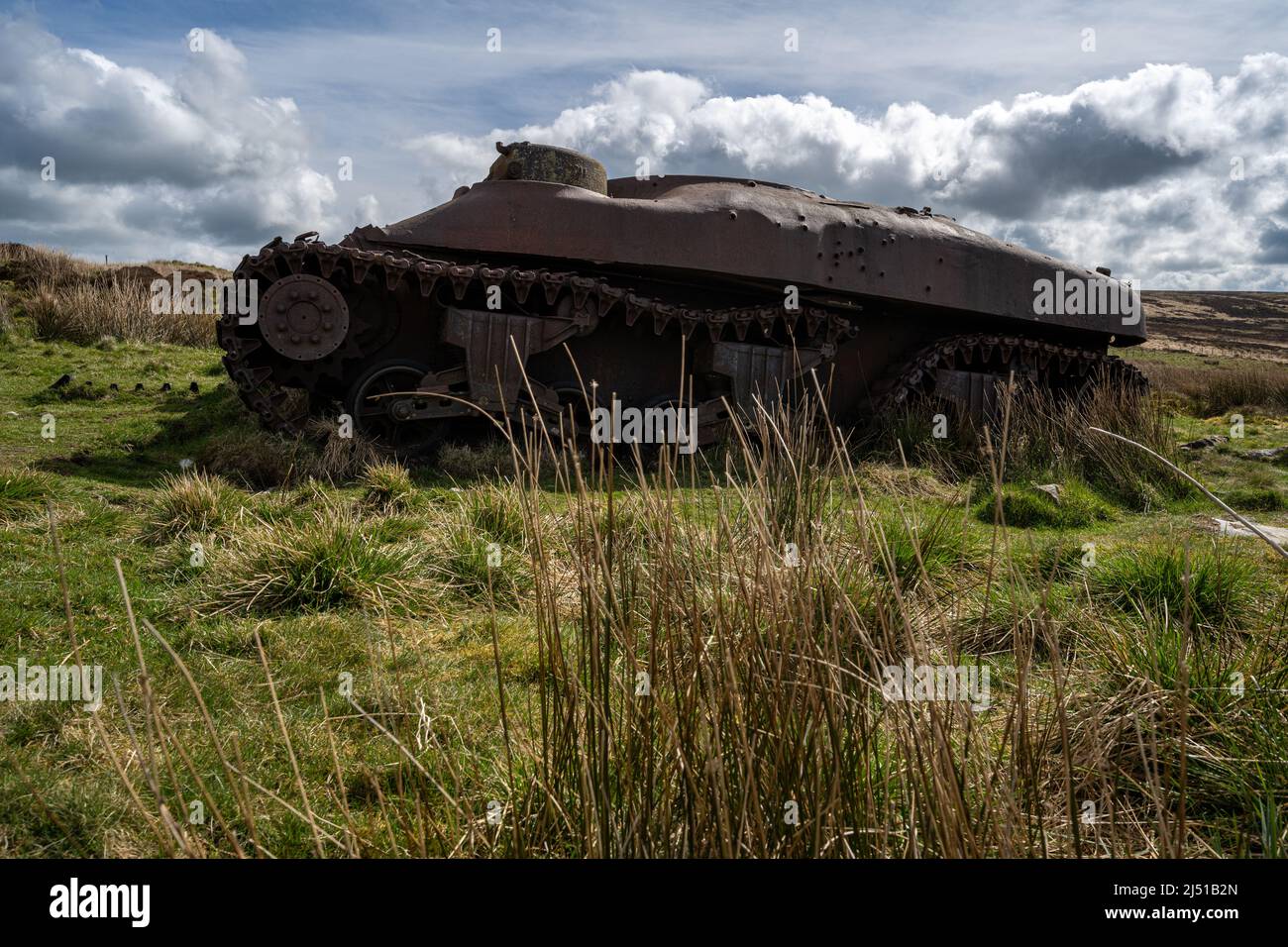 Abandoned Sherman tank in the Peak District National Park at The ...