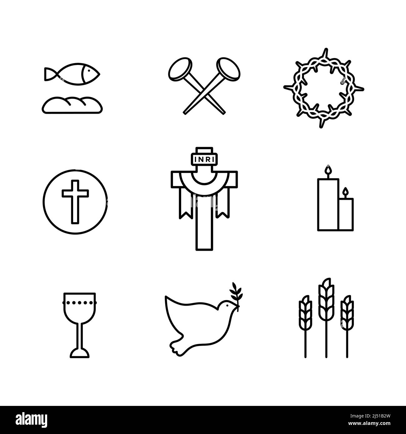 Holy Week icon set. Black outline. Vector illustration, flat design ... Holy Week icon set. Black outline. Vector illustration, flat design ...