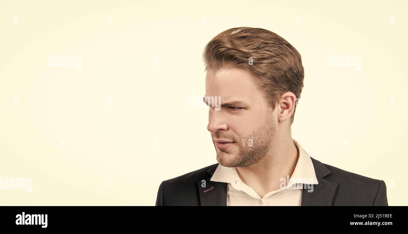 Face of serious handsome professional business man isolated on white ...