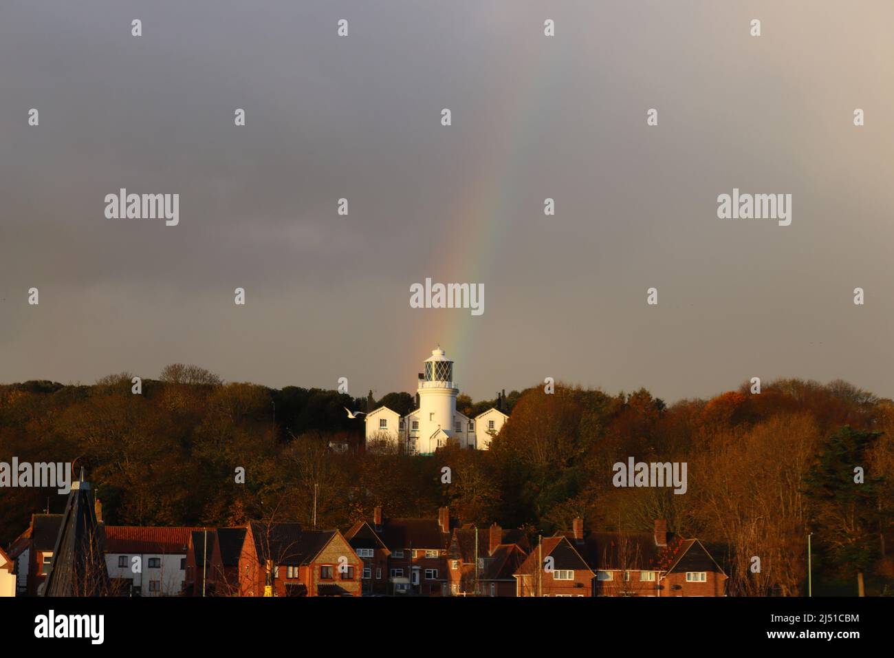 Rainbow over Lowestoft Lighthouse Stock Photo - Alamy