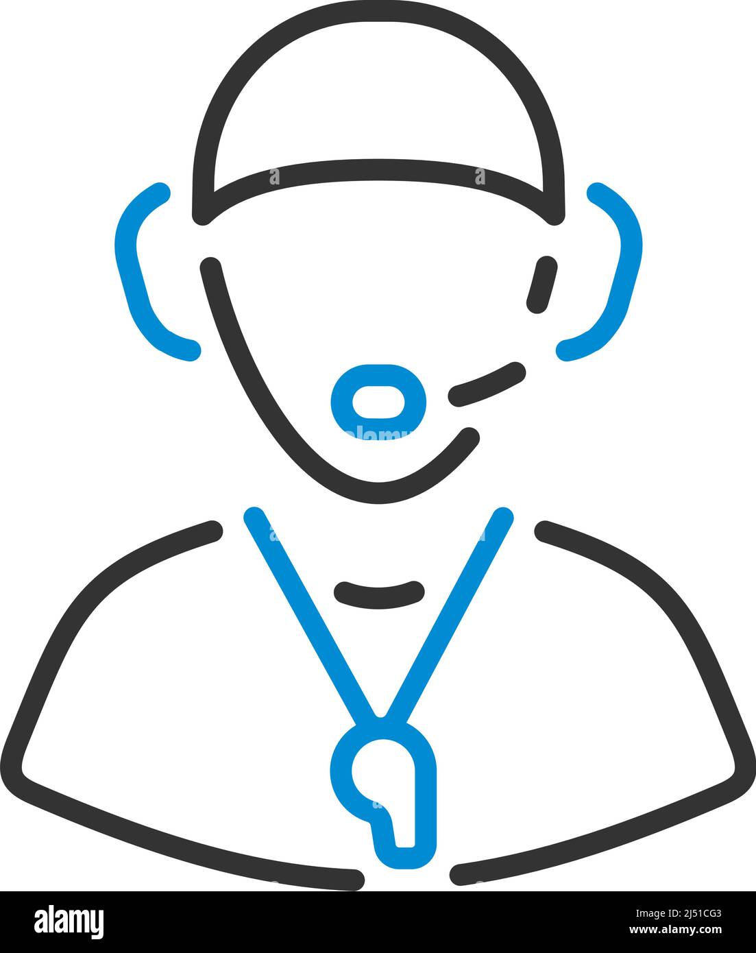 American Football Coach Icon. Editable Bold Outline With Color Fill ...