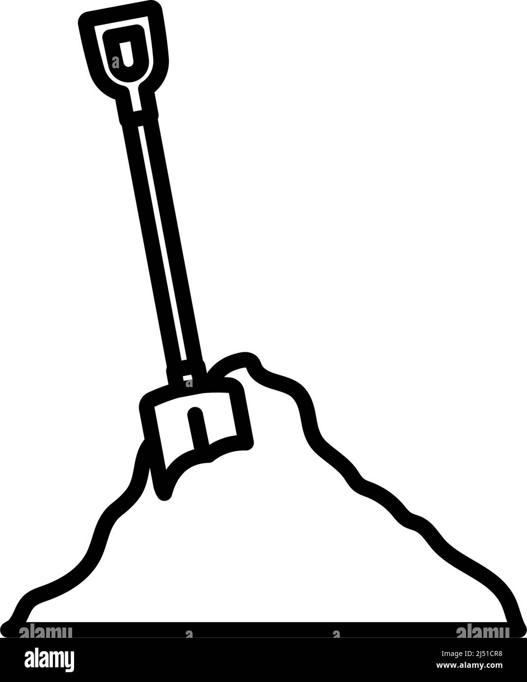 Icon Of Construction Shovel And Sand. Bold outline design with editable ...