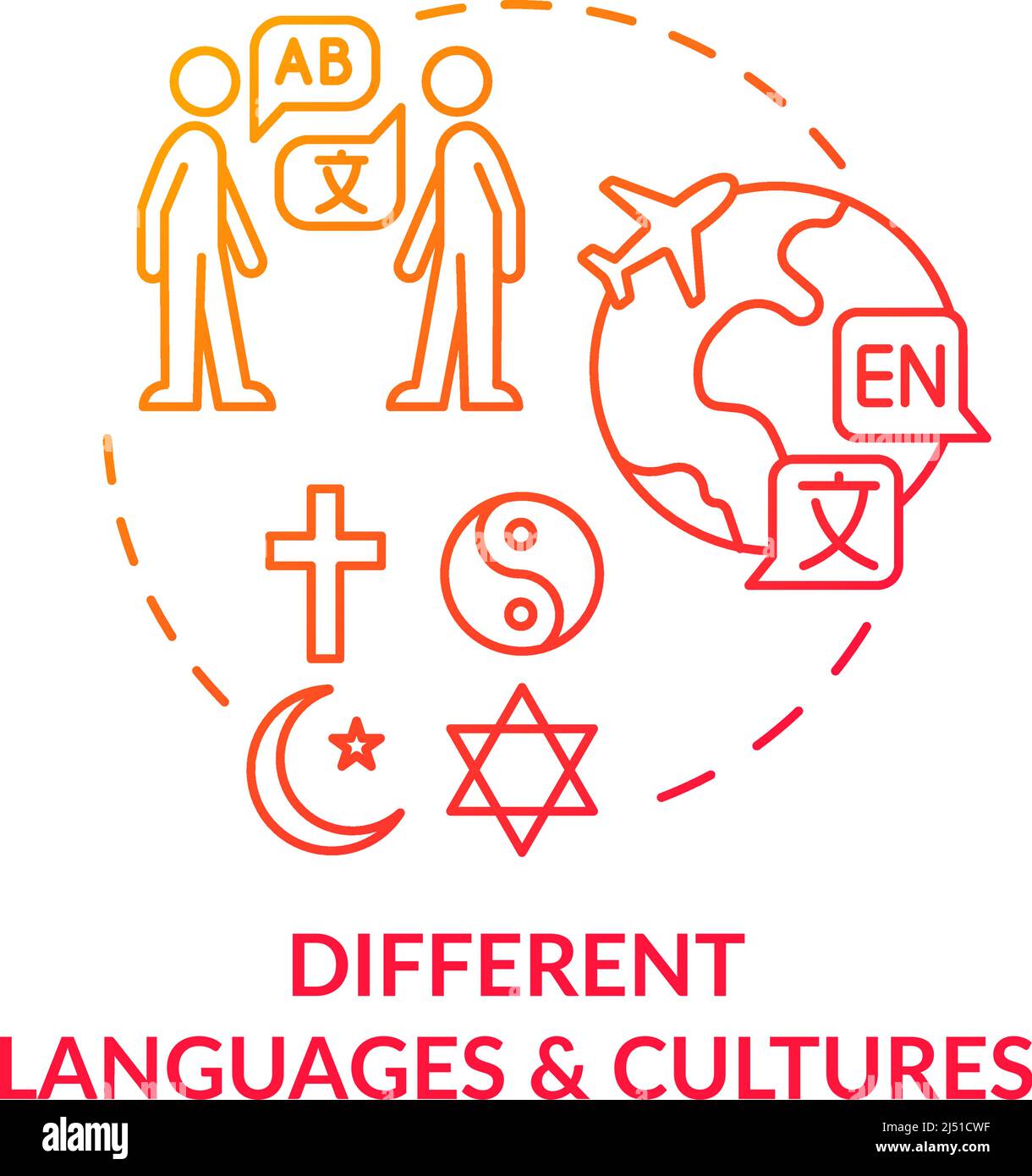 Different languages and cultures red gradient concept icon Stock Vector ...