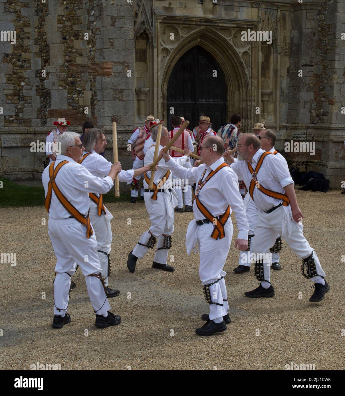 Devil's Dyke Morris Dancers Dancing at Thaxted Churchyard Essex Stock ...