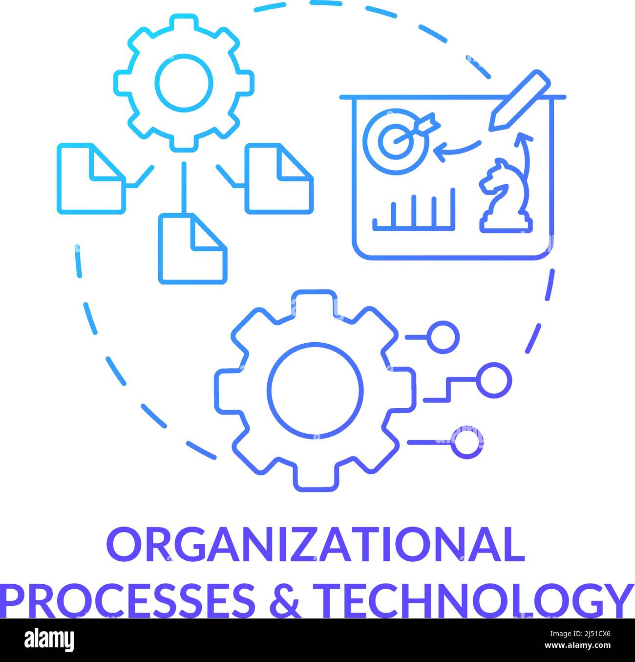 Organizational processes and technology blue gradient concept icon ...