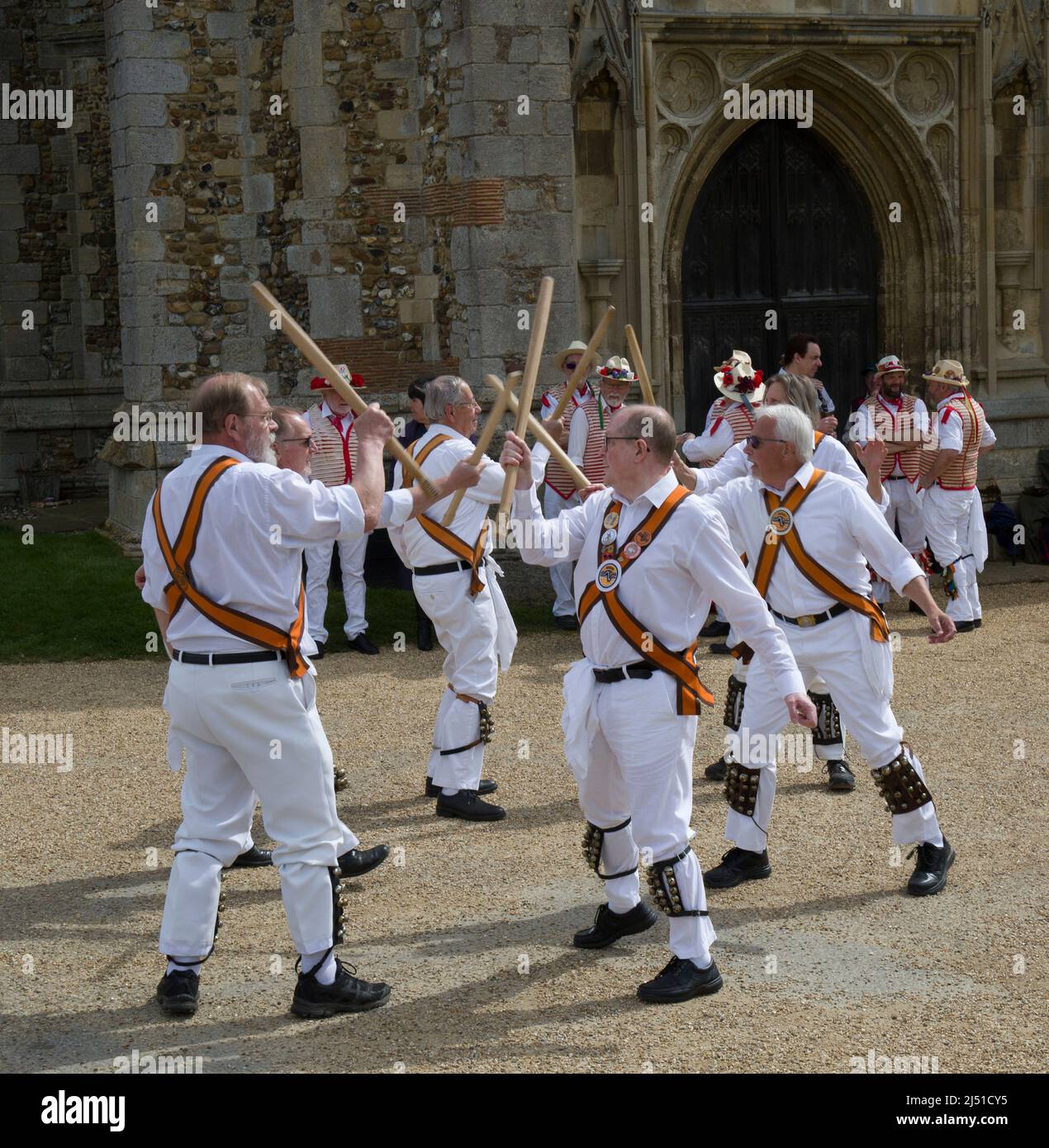 Devil's Dyke Morris Dancers Dancing at Thaxted Churchyard Essex Stock ...