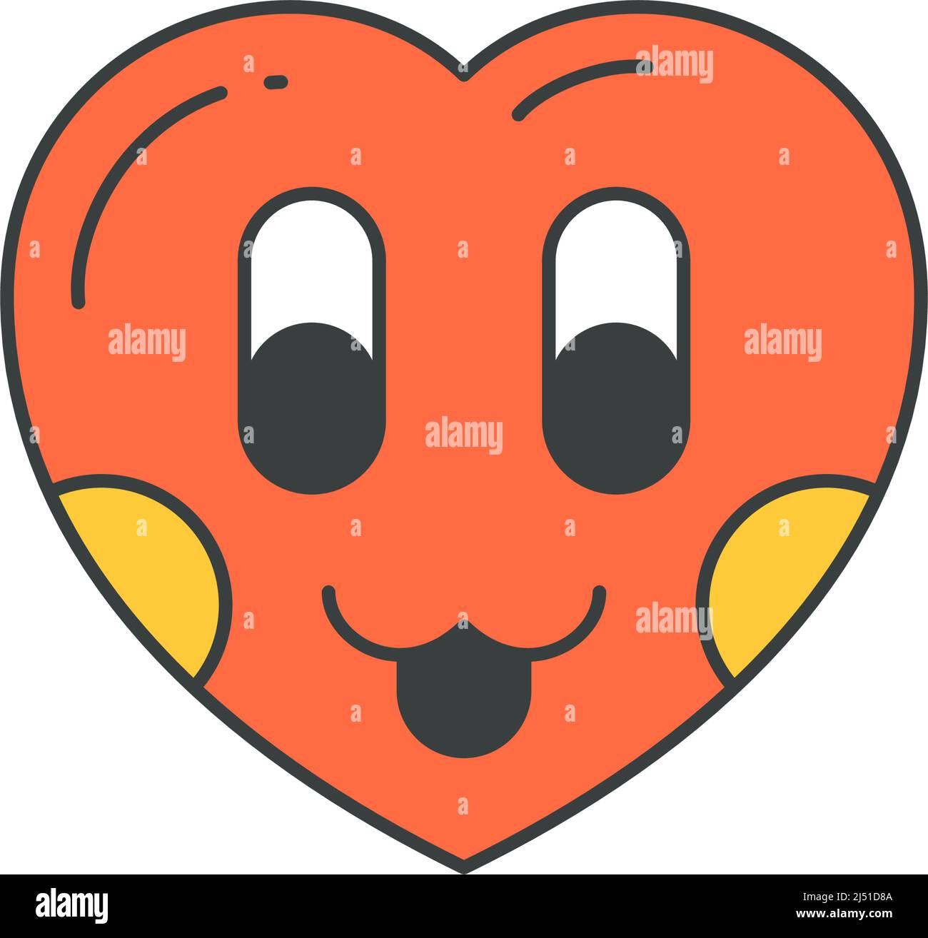 Funny cute red heart character face showing tongue positive emotion ...