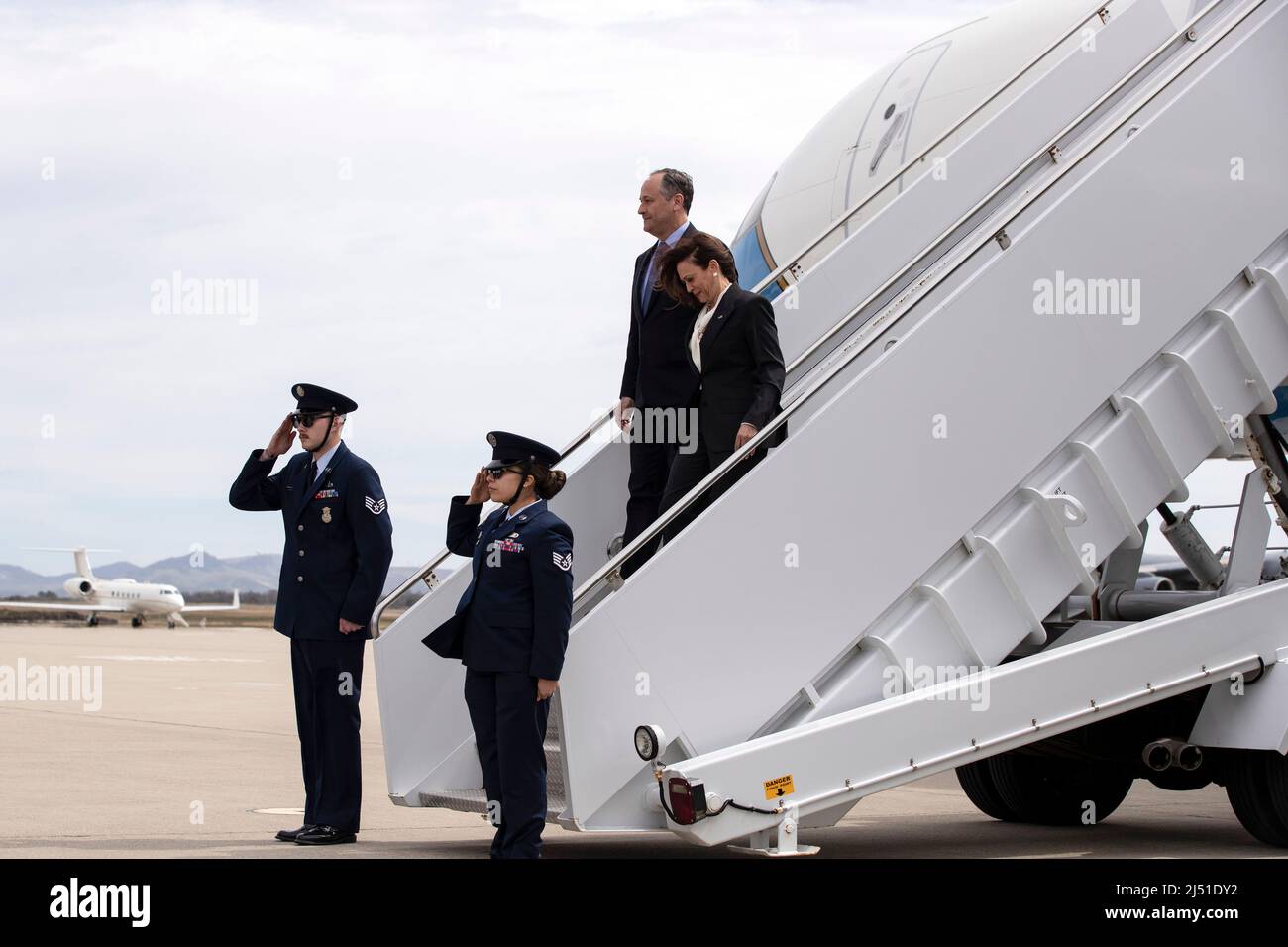 United States Vice President Kamala Harris (L) and second gentleman ...