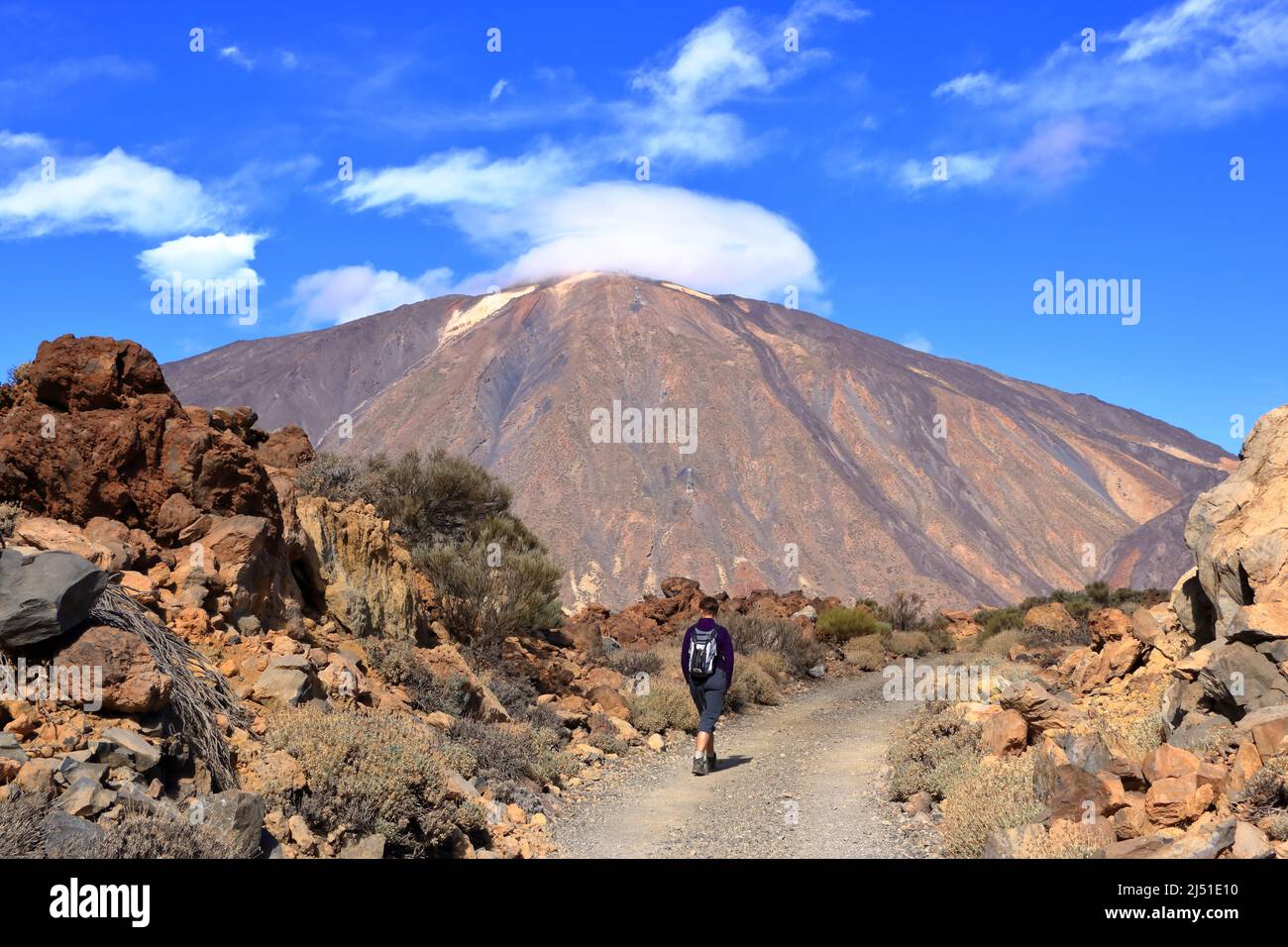 Panorama view on island of Tenerife to volcano Pico del Teide Stock ...