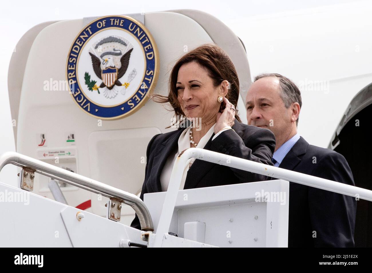 United States Vice President Kamala Harris (L) and second gentleman ...