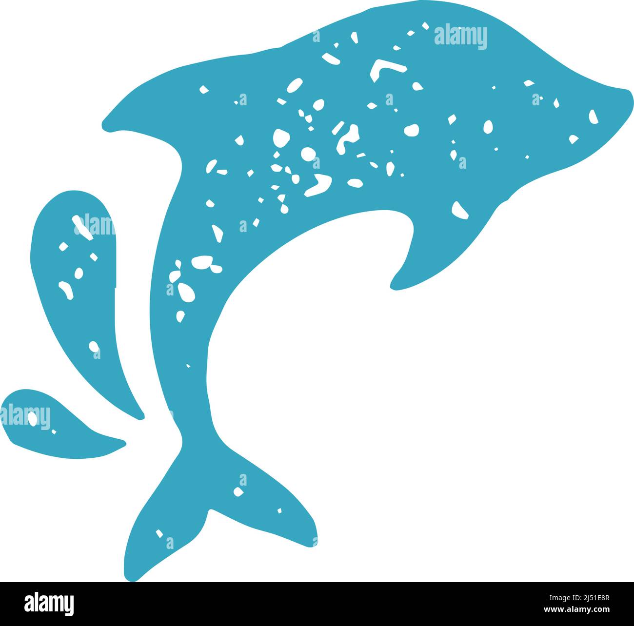 Jumping dolphin with water splash blue grunge texture vector ...