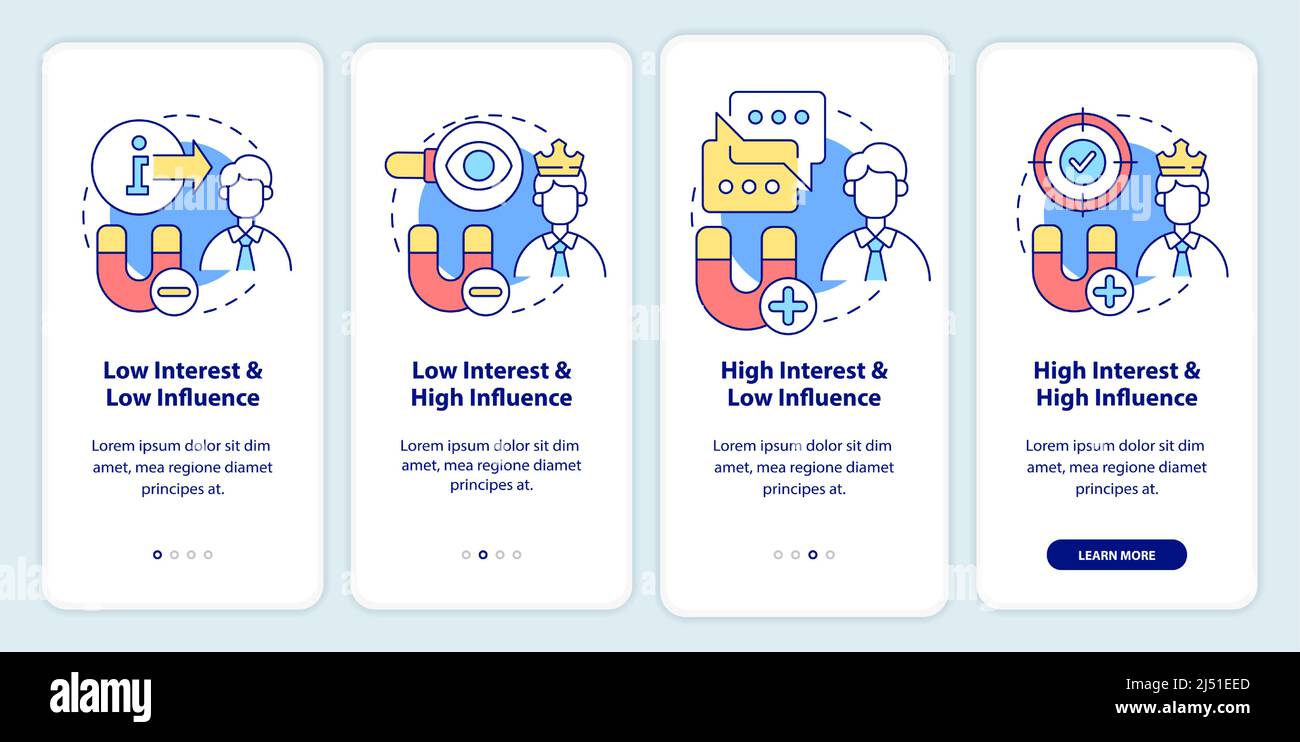Stakeholder mapping onboarding mobile app screen Stock Vector Image ...