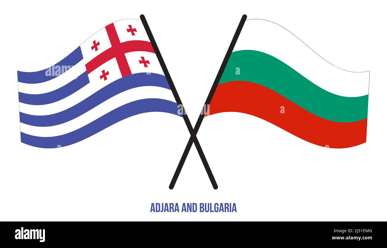 Adjara and Bulgaria Flags Crossed And Waving Flat Style. Official ...