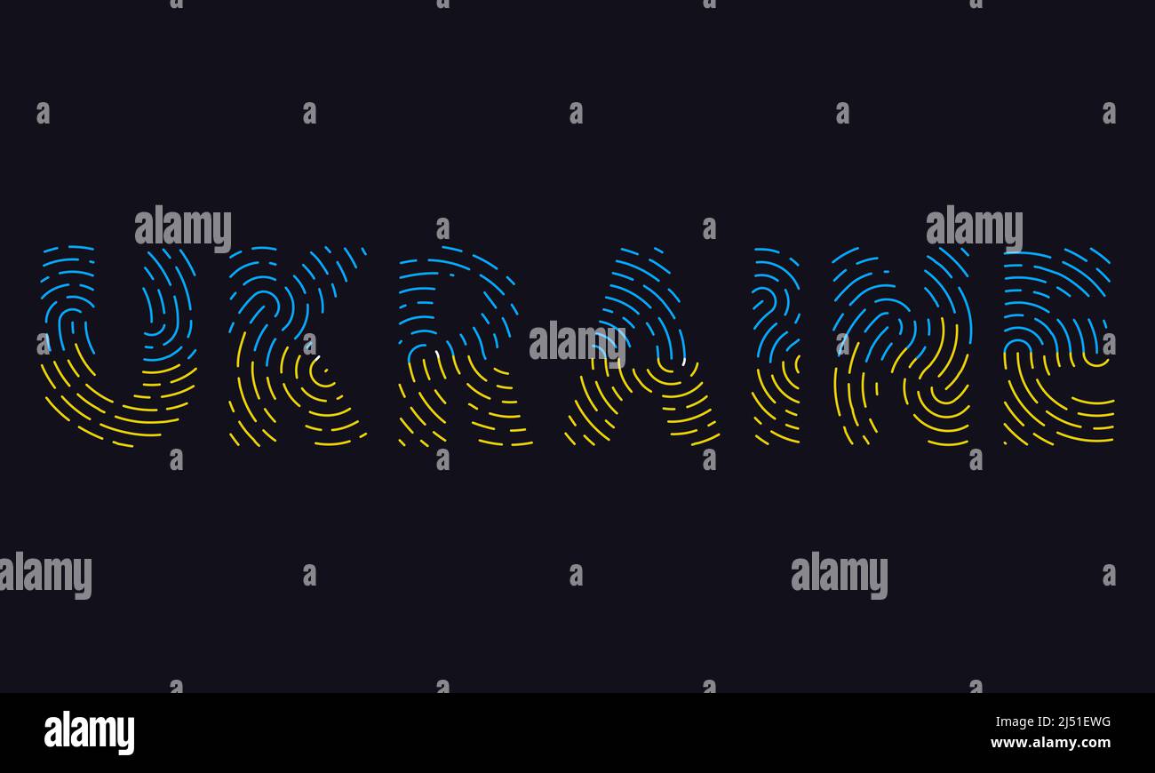 Word UKRAINE with Ukrainian national flag under it, distressed grunge ...