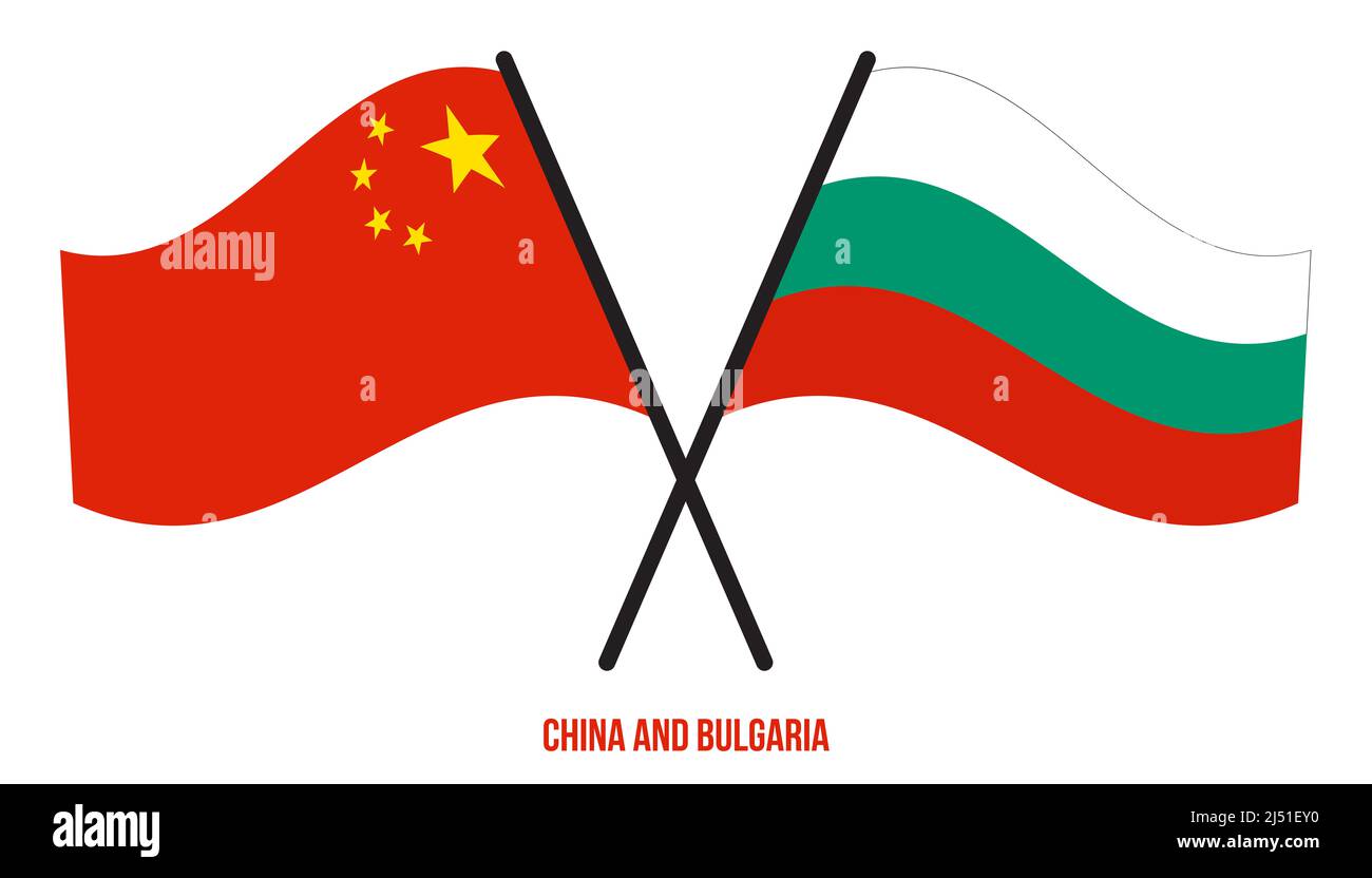 China and Bulgaria Flags Crossed And Waving Flat Style. Official ...