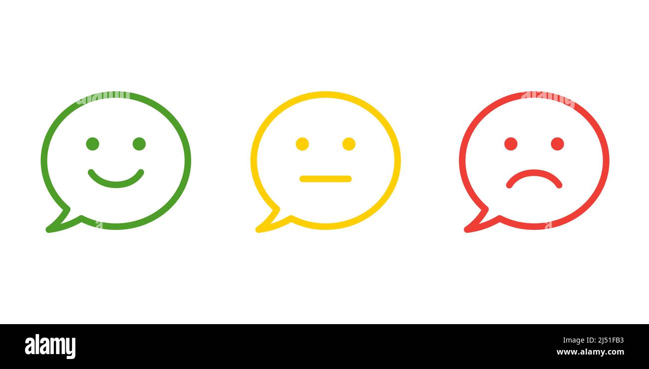 Smile face speech bubble icon. Feedback emoji icons vector design. Bad ...