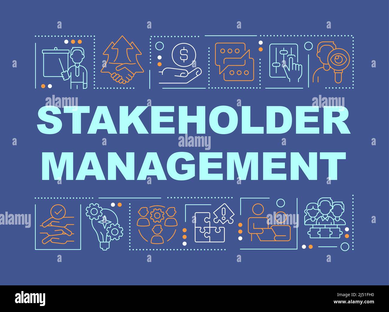 Stakeholders management word concepts dark blue banner Stock Vector ...