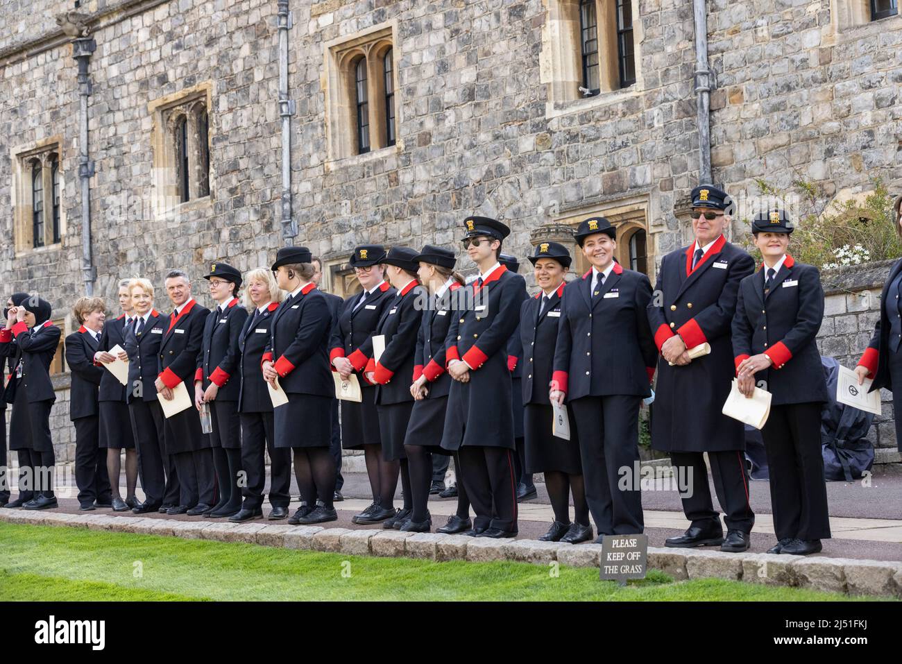 Wardens of the Castle line-up on the green as members of the Royal ...