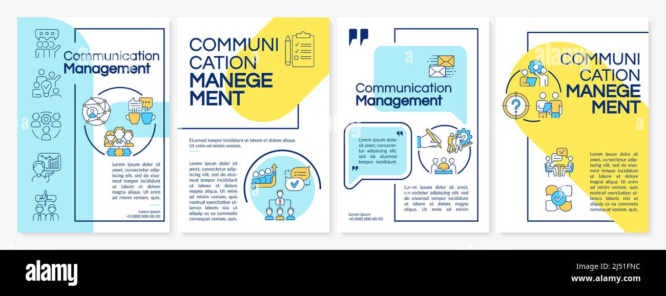 Communication management blue and yellow brochure template Stock Vector ...