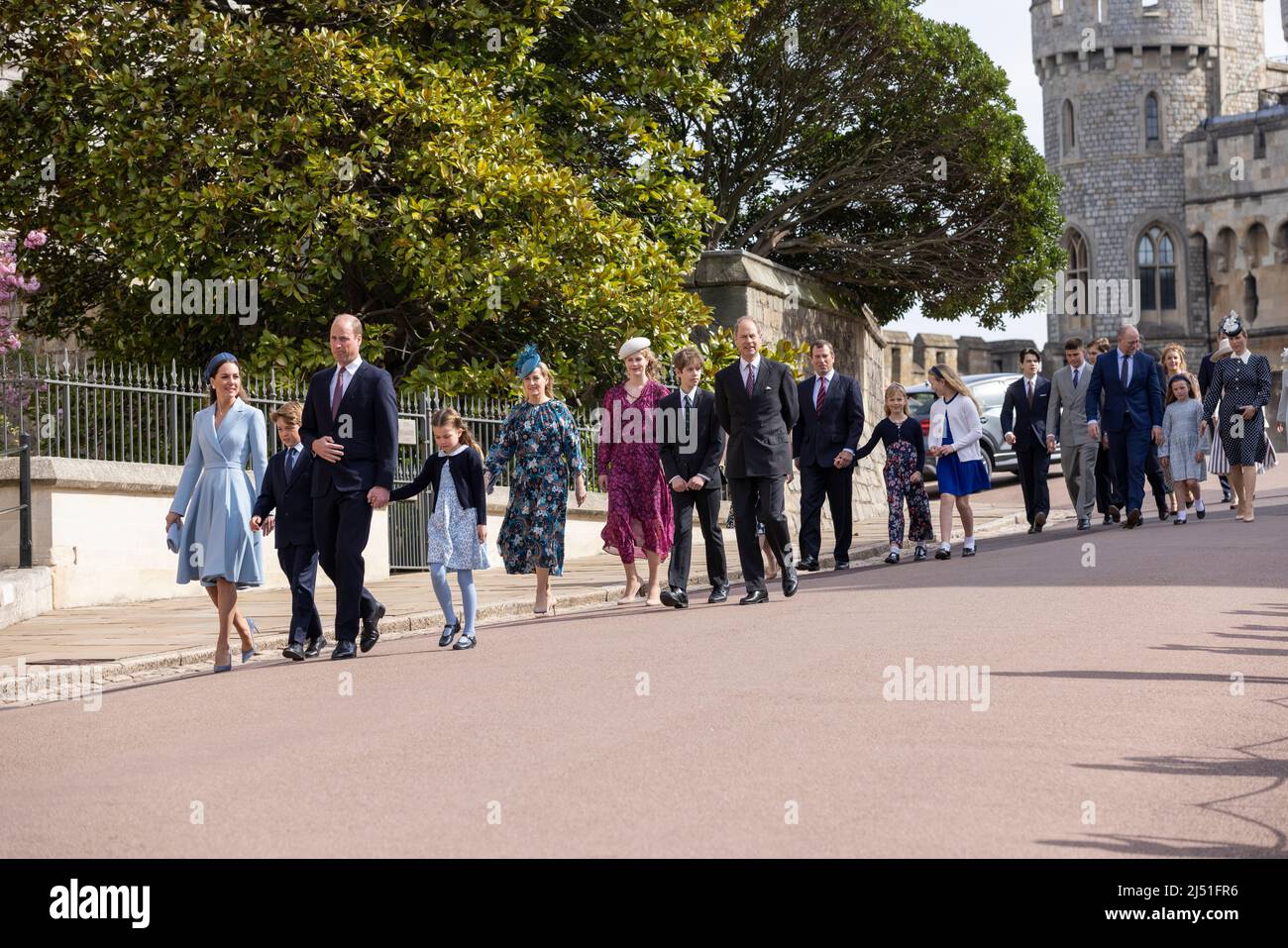 Duke and Duchess of Cambridge with members of the Royal Family attend ...