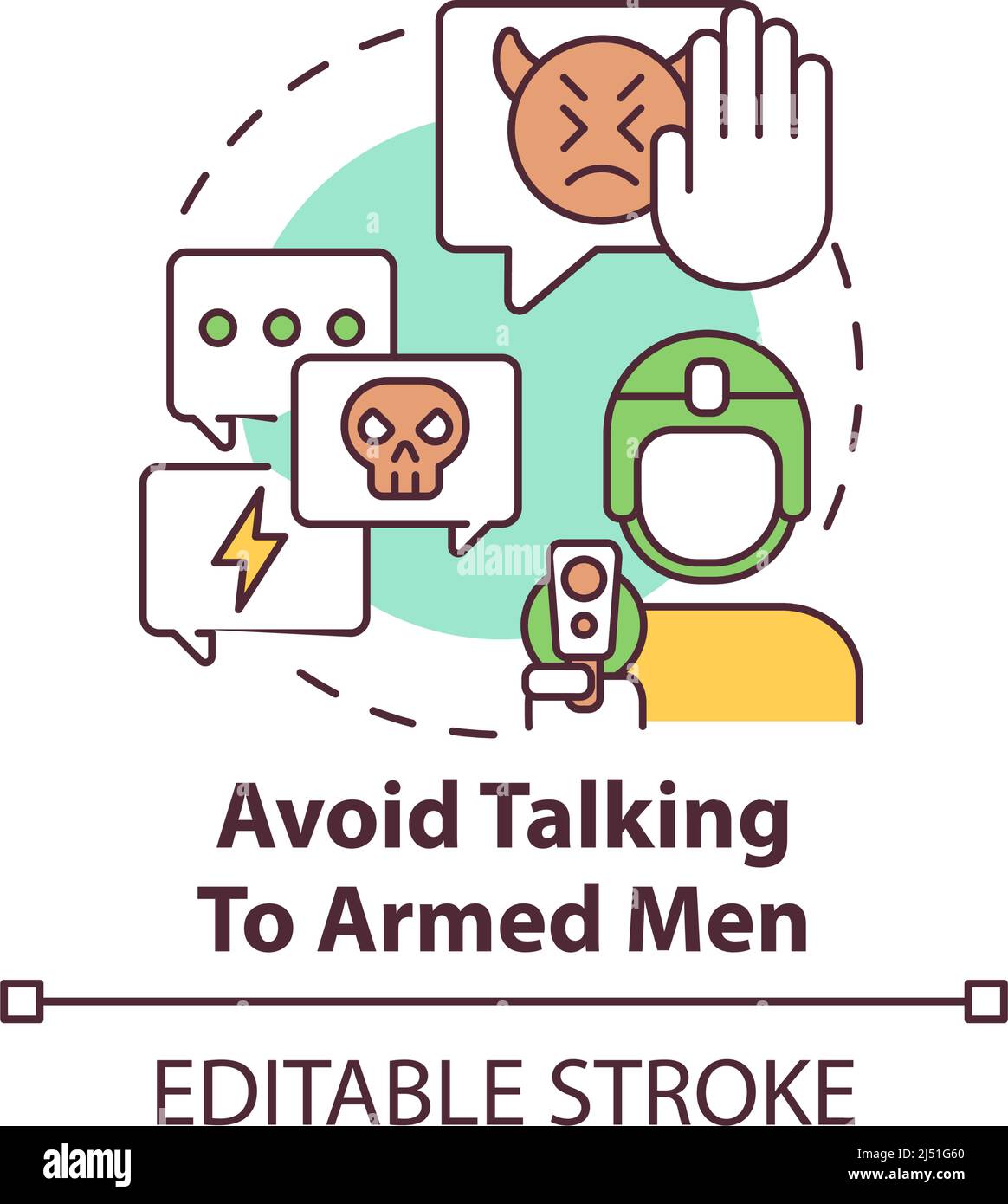 Avoid talking to armed men concept icon Stock Vector Image & Art - Alamy