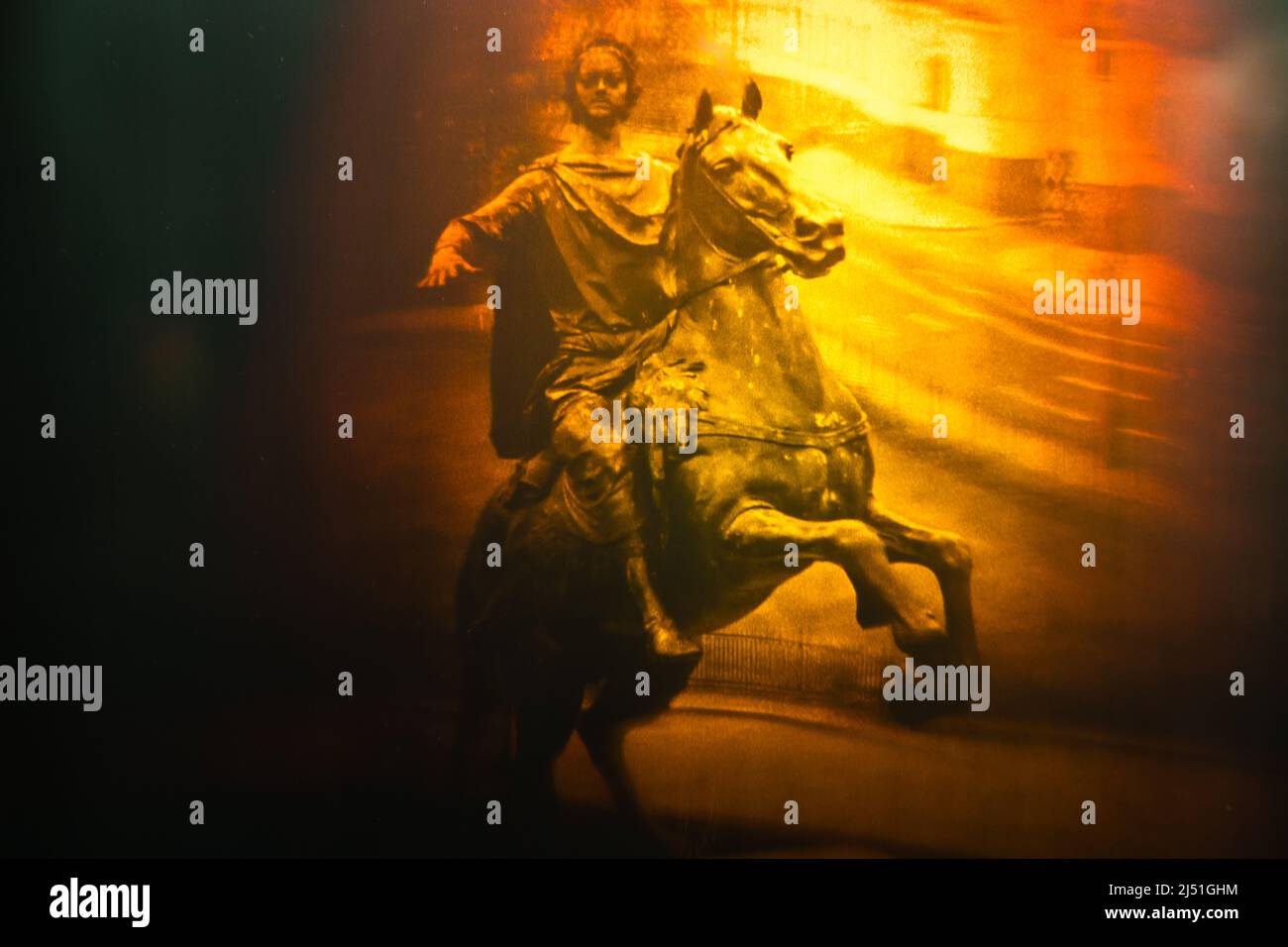 Abstract illusion art of illuminated ancient statue photo Stock Photo ...