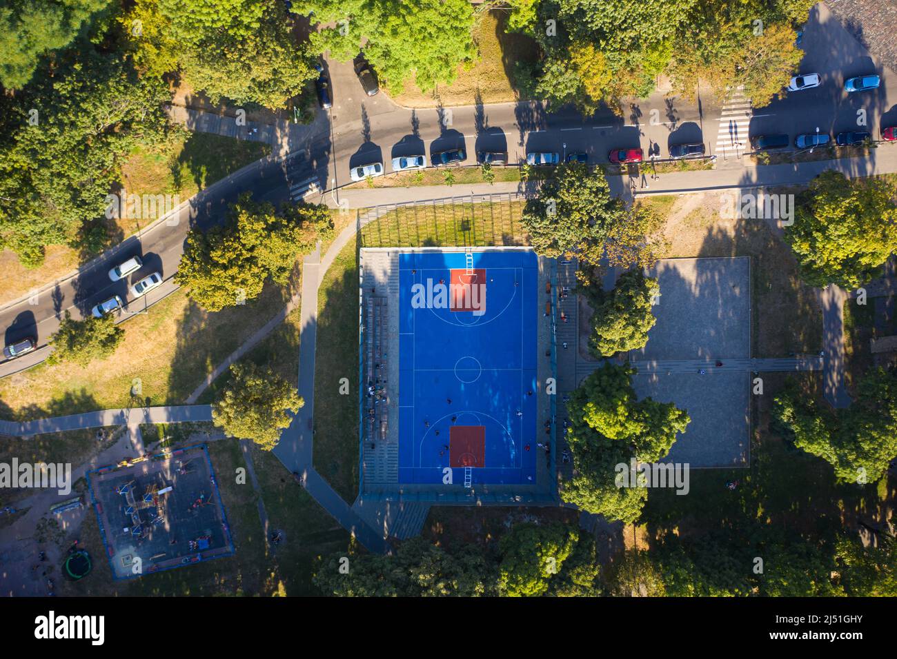 view on basketball court from drone for design purpose Stock Photo - Alamy