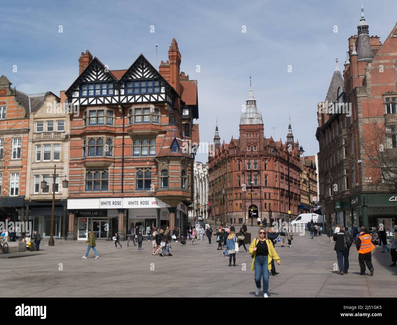 Looking towards Queen and King Streets from busy Old Market Square ...