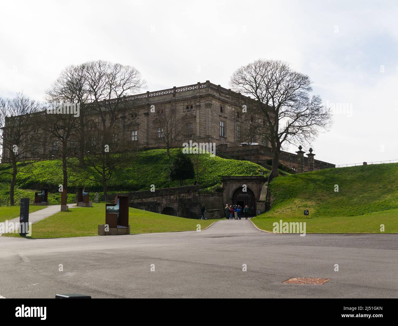 Nottingham Castle sitting on a mound high above the city of Nottingham ...