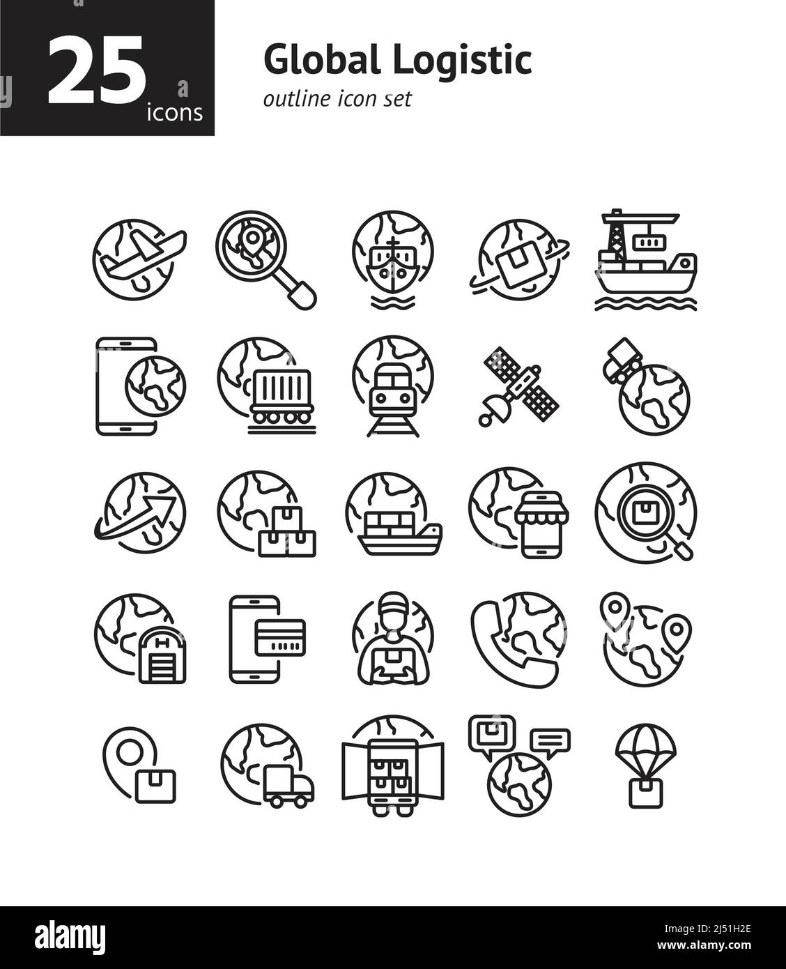 Global Logistic outline icon set. Vector and Illustration Stock Vector ...