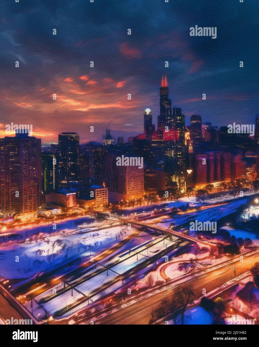 Chicago USA city center skyscrapers and architecture, America travel ...