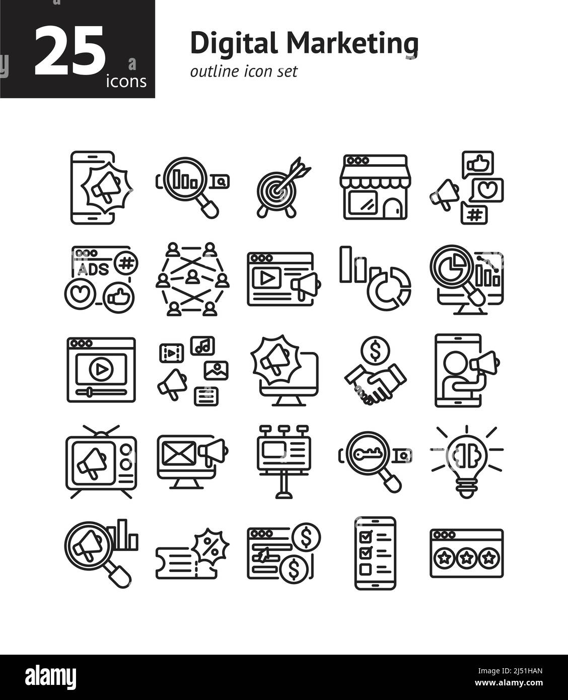 Digital Marketing outline icon set. Vector and Illustration Stock Vector Image & Art - Alamy