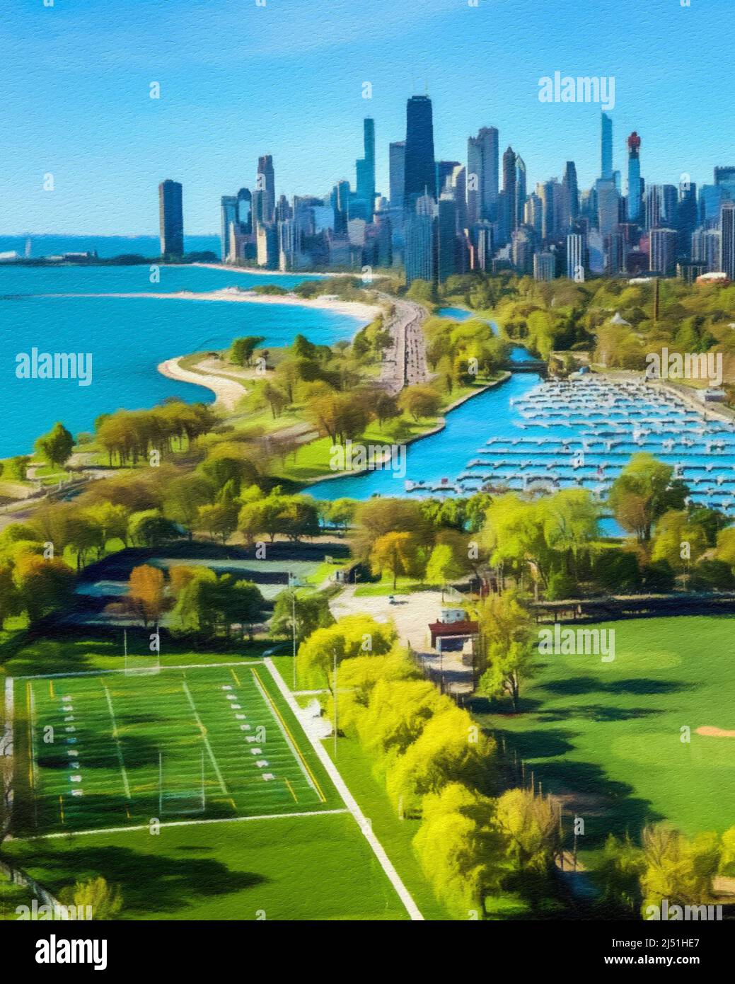 Chicago USA city center skyscrapers and architecture, America travel ...