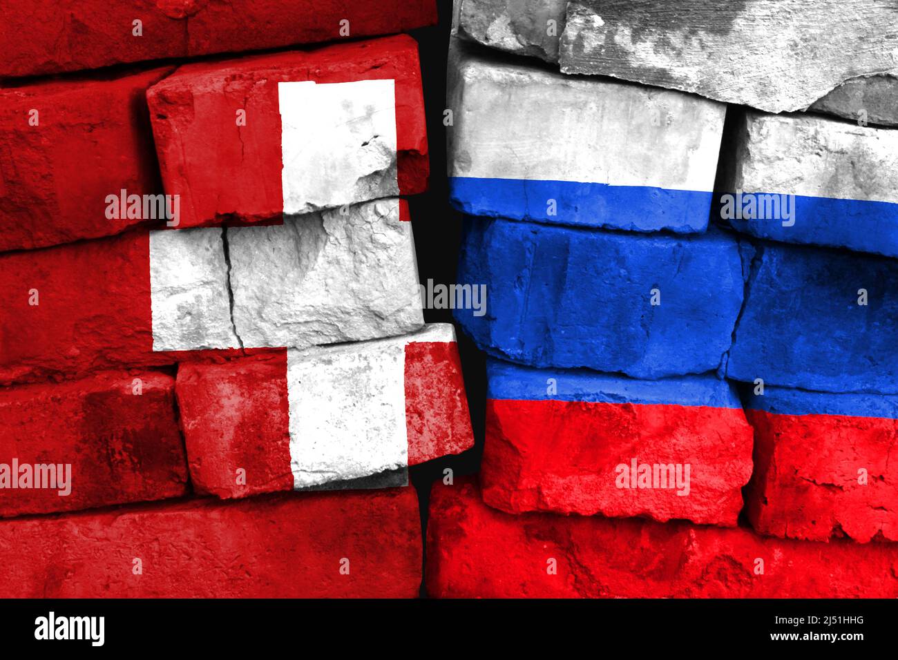 Concept of the relationship between Switzerland and Russia with two ...