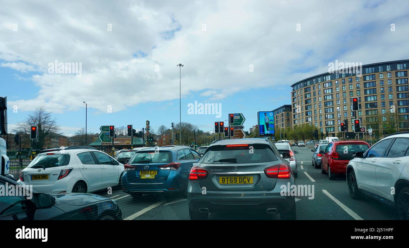 Traffic on a busy street in Birmingham Stock Photo - Alamy