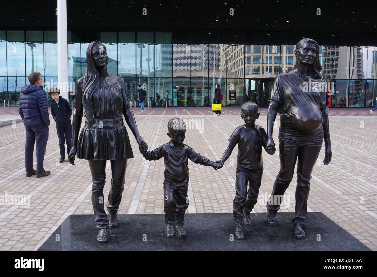 Public sculpture by Gillian Wearing of two sisters Roma and Emma with ...