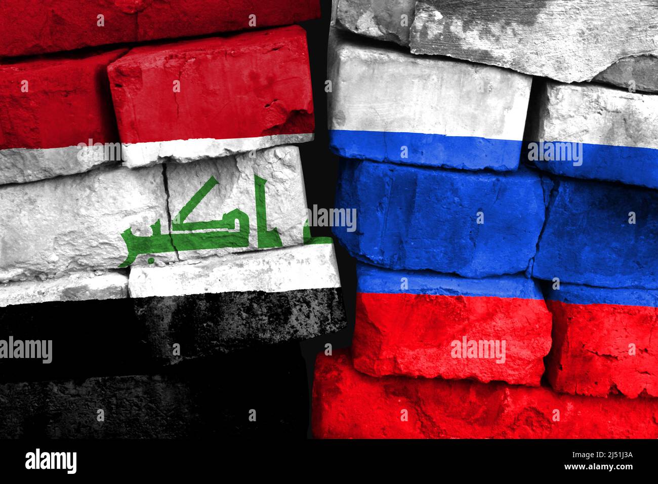 Concept of the relationship between Iraq and Russia with two painted ...